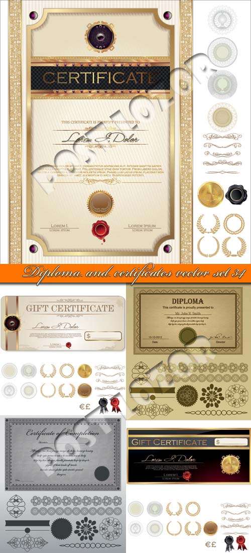 Vector Bingkai Sertfikat dan Piagam set 34 - Seni Rupa