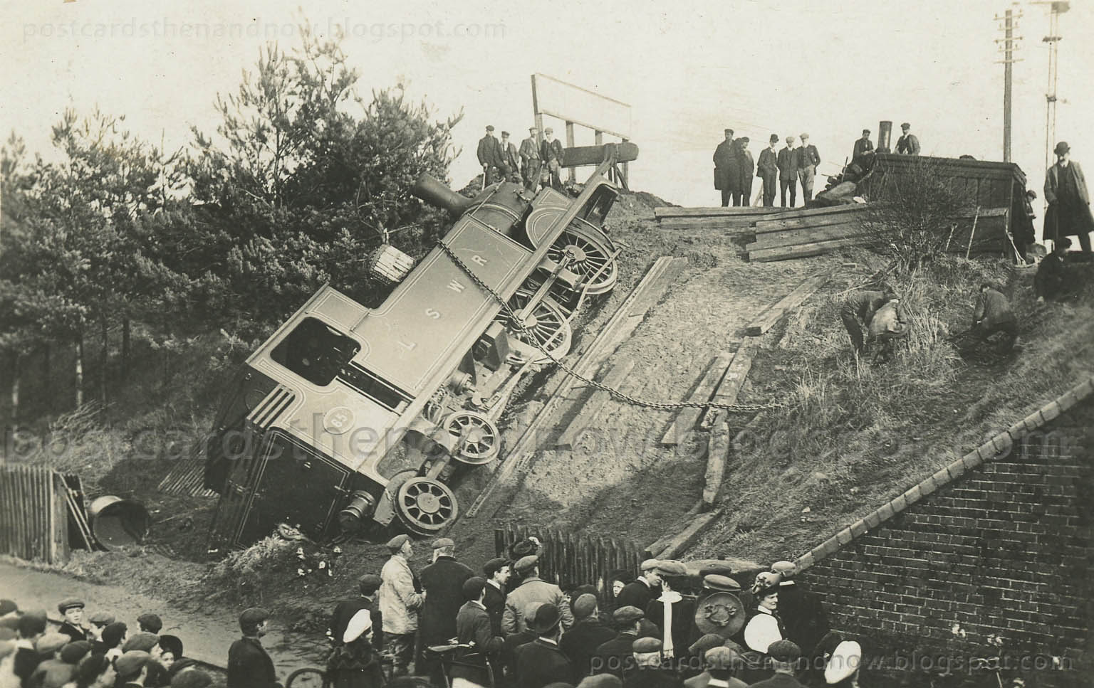 Postcards Then and Now: Camberley, Surrey, Railway Accident 1907