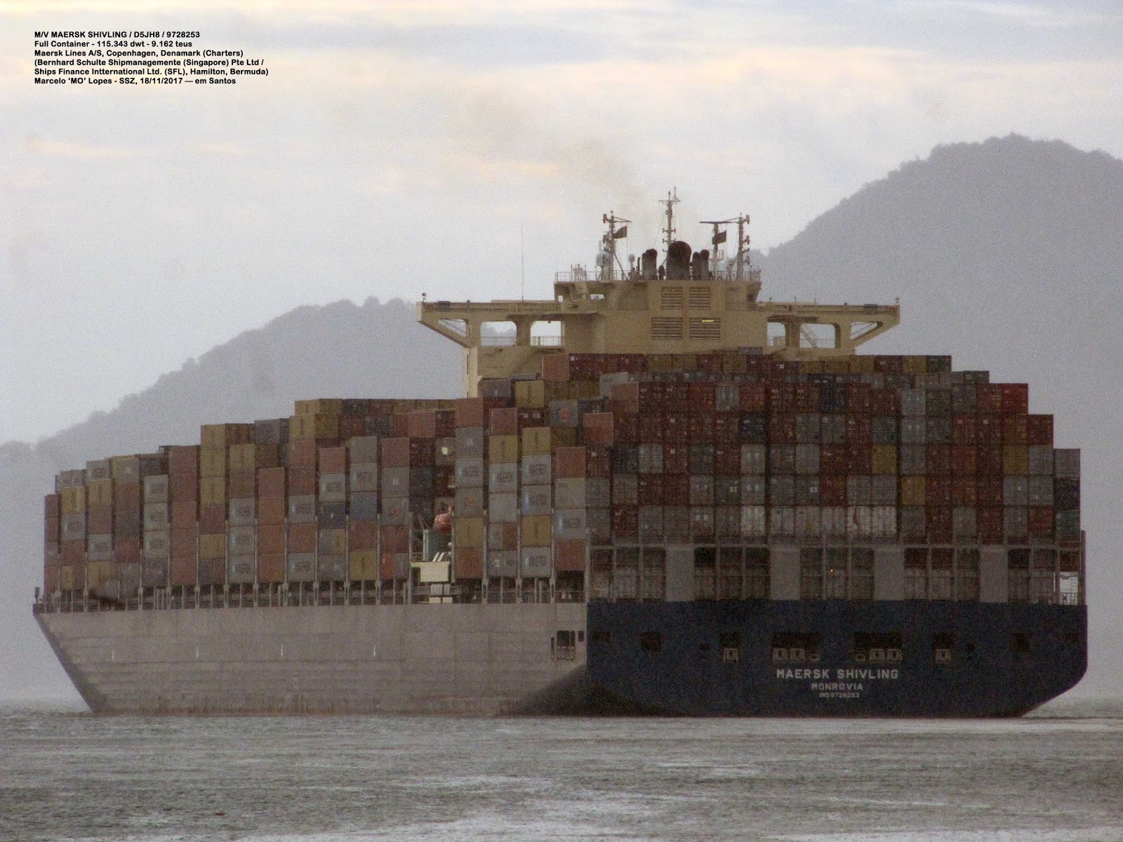 Santos Shiplovers: M/V Maersk Shivling / D5JH8, Sailing Santos ...