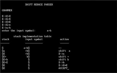 To implement Shift Reduce Parser > C Program