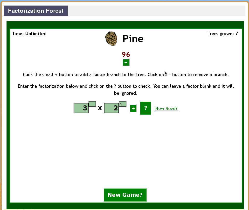 Factorization forest game