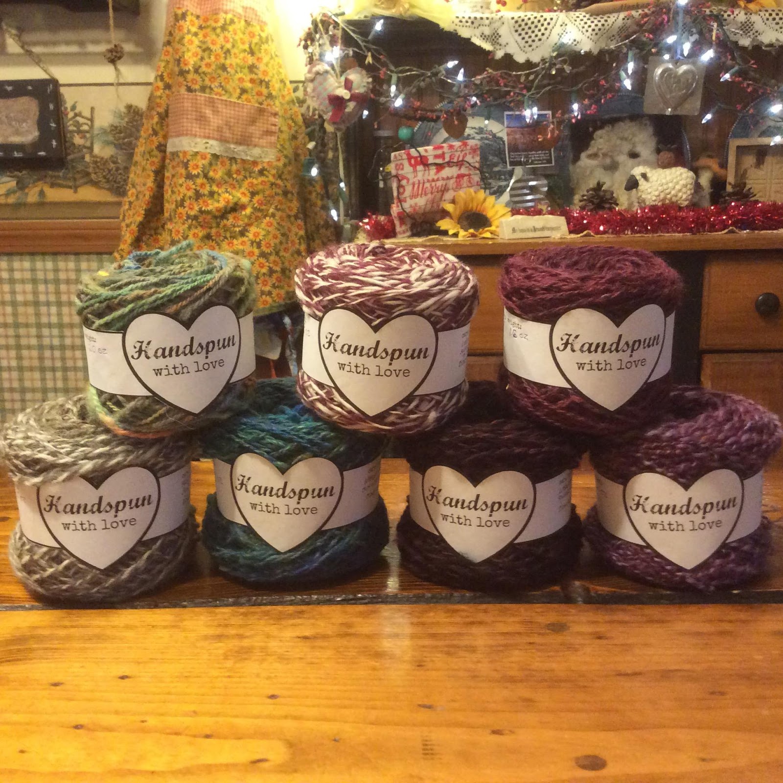 Sunflower critters: Hand-spun yarn!