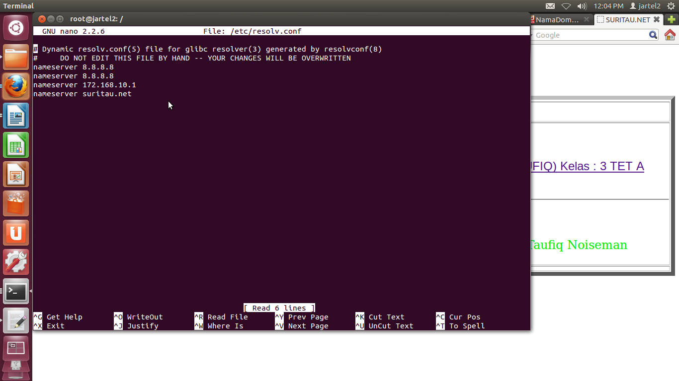 Konfigurasi DNS Server menggunakan Apache2 ~ TaufiqHidayat