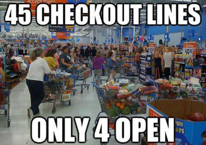 45 checkout lines only 4 open