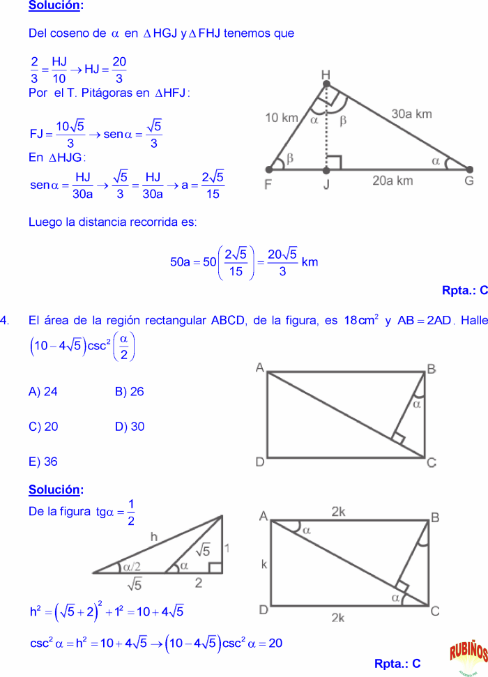 Razones trigonométricas ejemplos y ejercicios resueltos