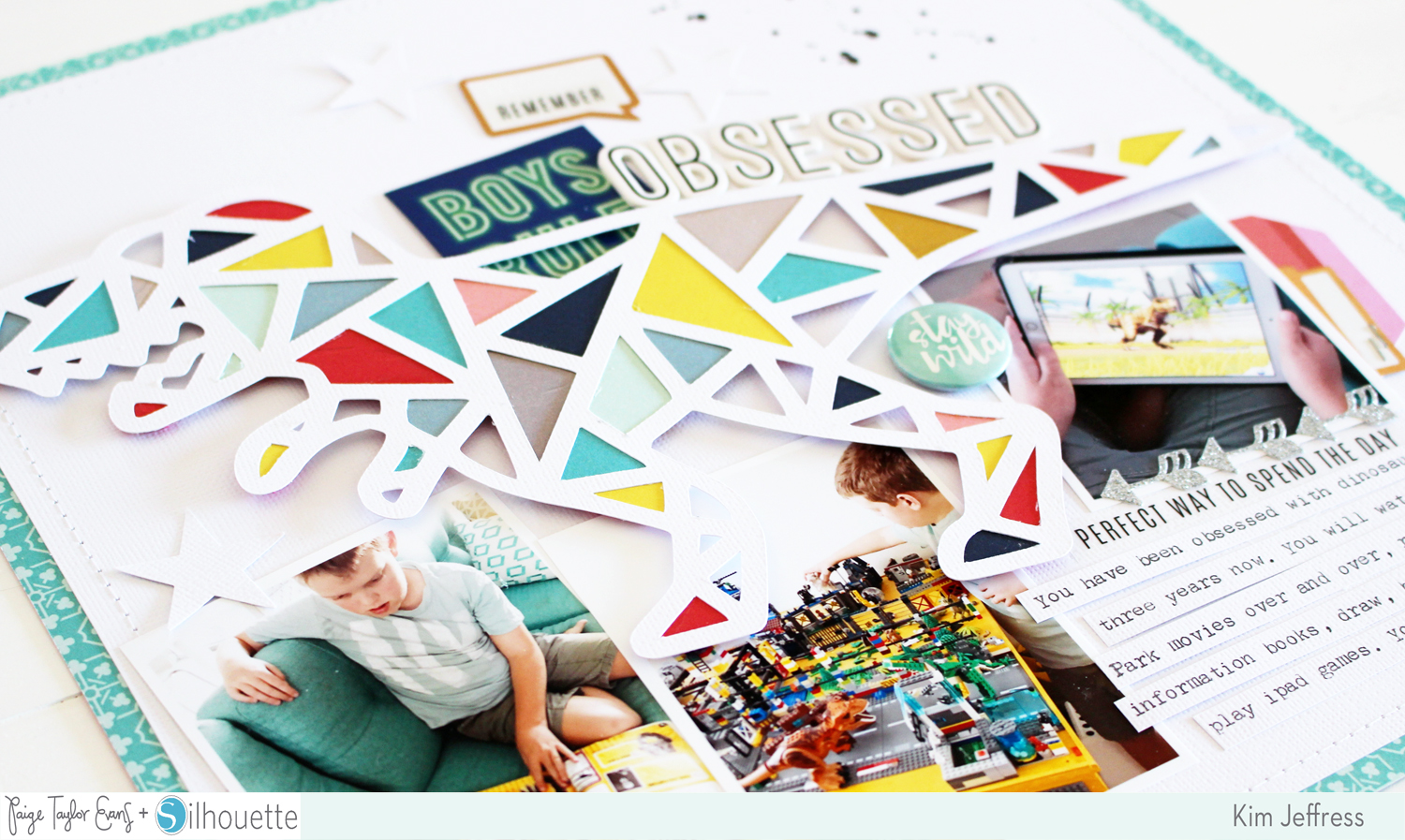 Geometric T-Rex Dinosaur Layout by Kim Jeffress | Paige Taylor Evans