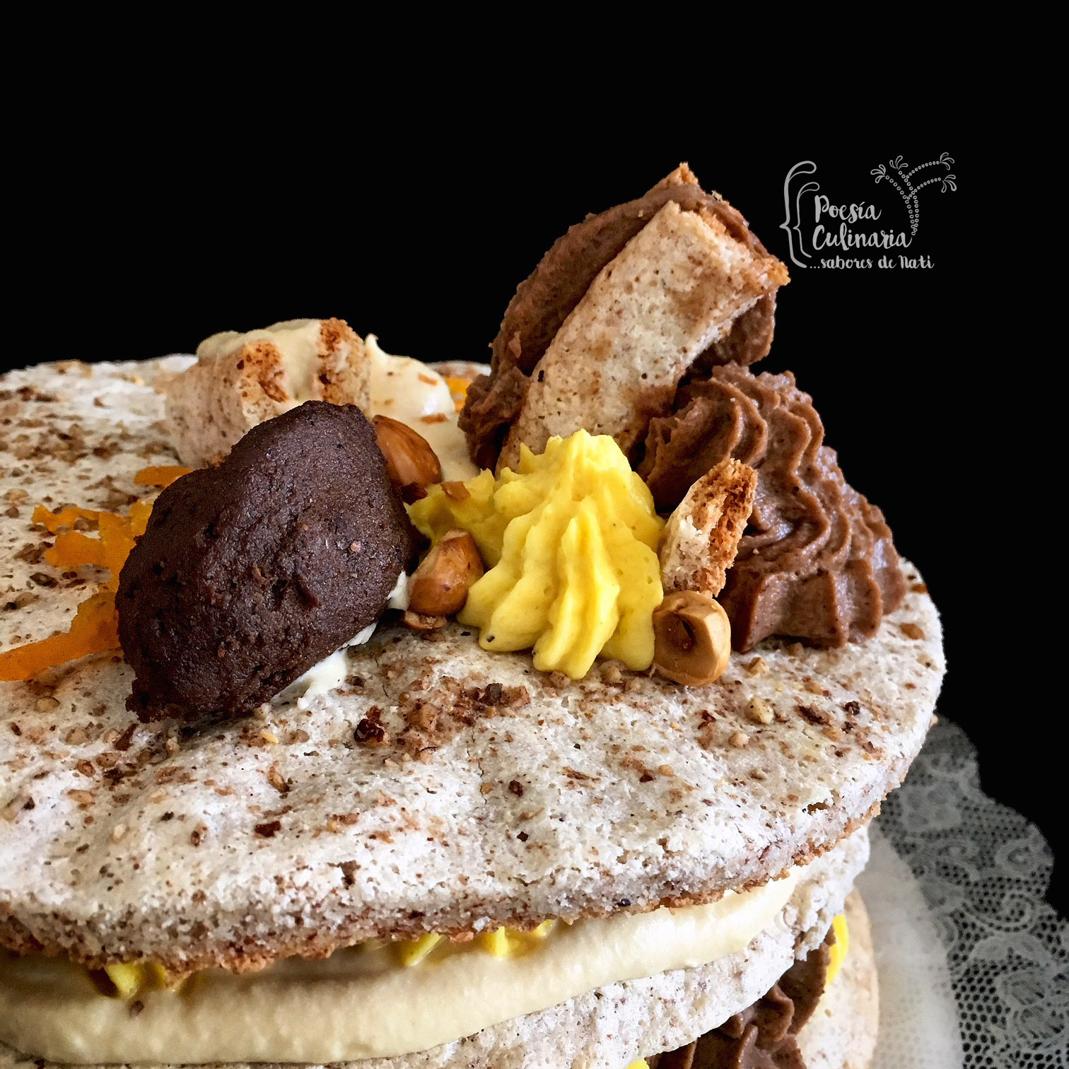 Poesía Culinaria . Sabores de Nati: Dacquoise de almendras, con ganache ...