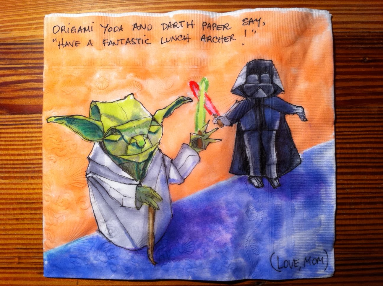 Daily Napkins: Origami Yoda and Darth Paper for Archer