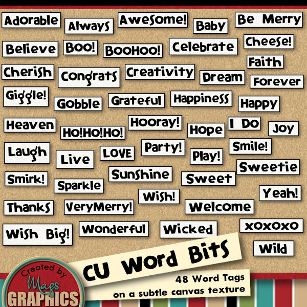 MagsGraphics Digital Scrappin' Blog: New CU Word Bits + Free with Purchase