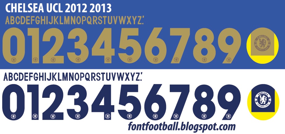 FONT FOOTBALL: Font Vector Chelsea UCL UEFA Europe League 2012 2013 kit