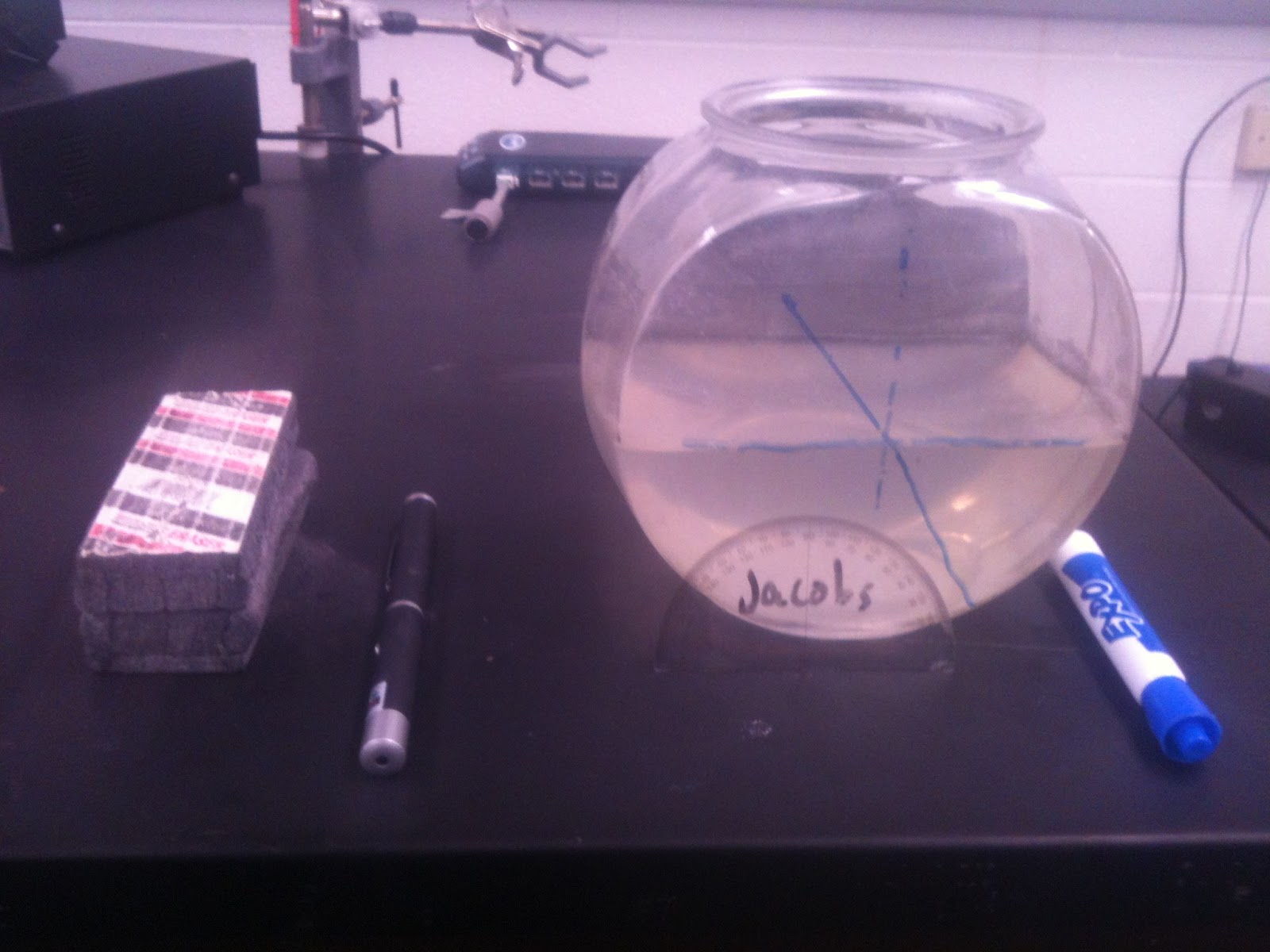 Jacobs Physics: Cheap-arse demonstrations: Goldfish bowl as refraction tank