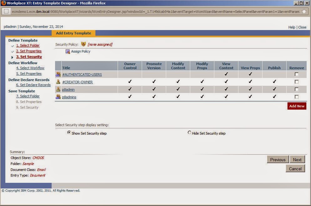 FileNet P8 Development tutorials: Design Entry Template in FileNet (FileNet Content Engine)