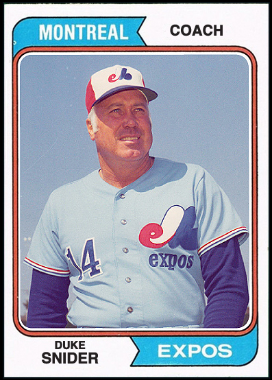 WHEN TOPPS HAD (BASE)BALLS!: 1970'S COACH CARD: 1974 DUKE SNIDER