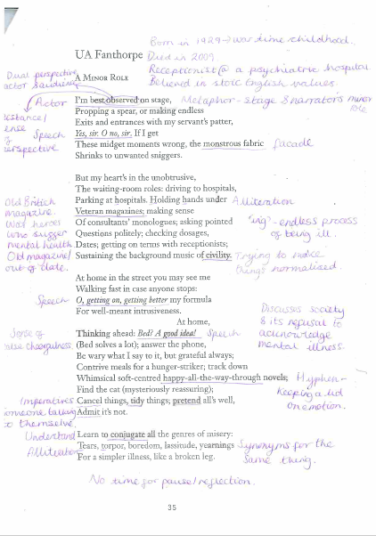 2015-17 A Level English: 'A Minor Role' by UA Fanthorpe