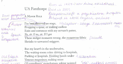 2015-17 A Level English: 'A Minor Role' by UA Fanthorpe