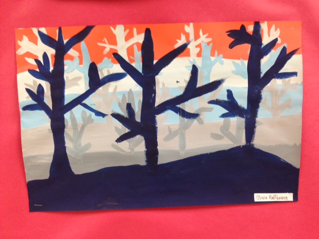 Mrs. Gosselin's Art Adventures: Completed Monochromatic Tree Landscapes