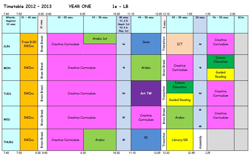 GEMSRDS Year 1 Blog: Timetables