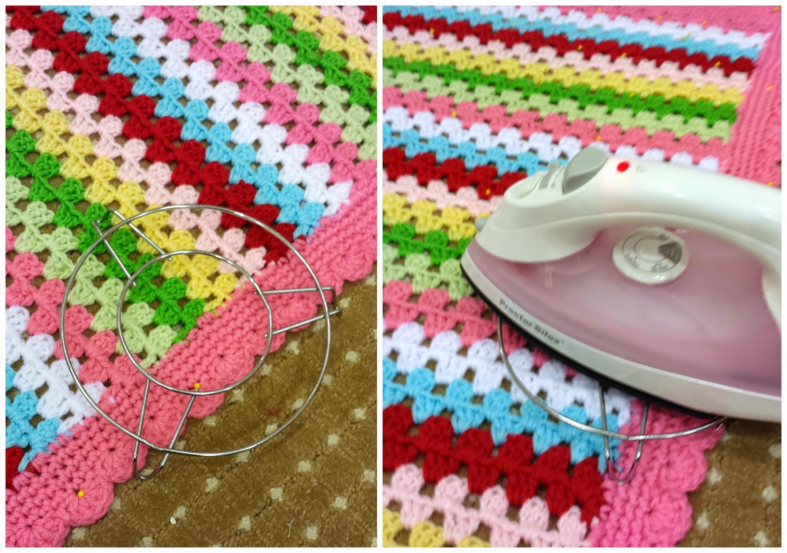 Gingerbread Girl's Quilting Adventures: Blocking an Acrylic Yarn Project