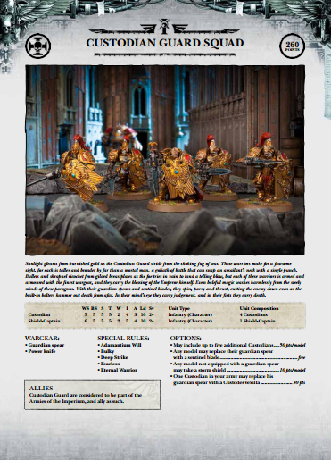 Sisters of Silence and Adeptus Custodes Rules are Live - Faeit 212