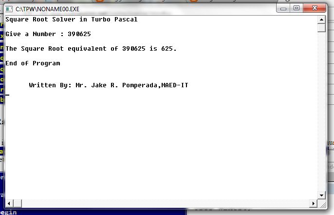 Free Programming Source Codes And Computer Programming Tutorials Square Root In Turbo Pascal