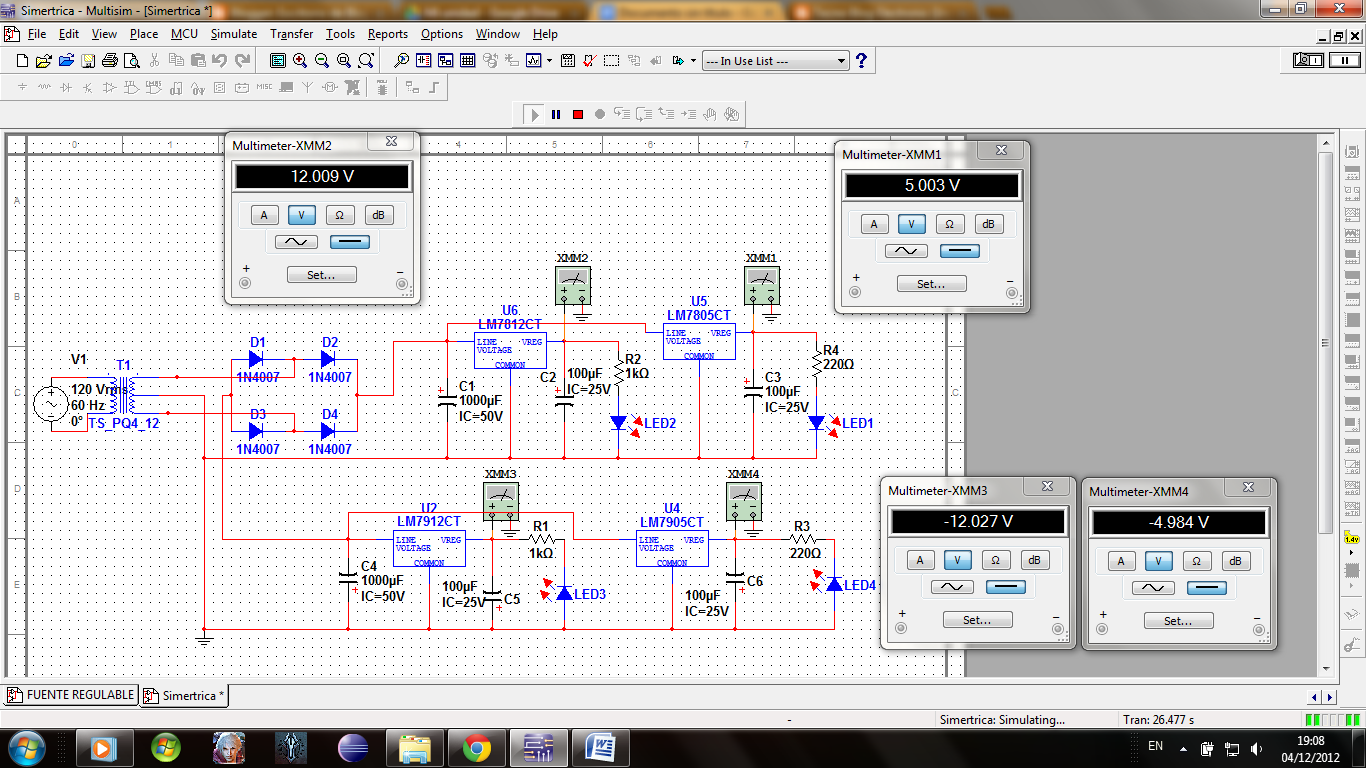 DIAGRAMA DE FUENTE SIMÉTRICA Y AJUSTABLE