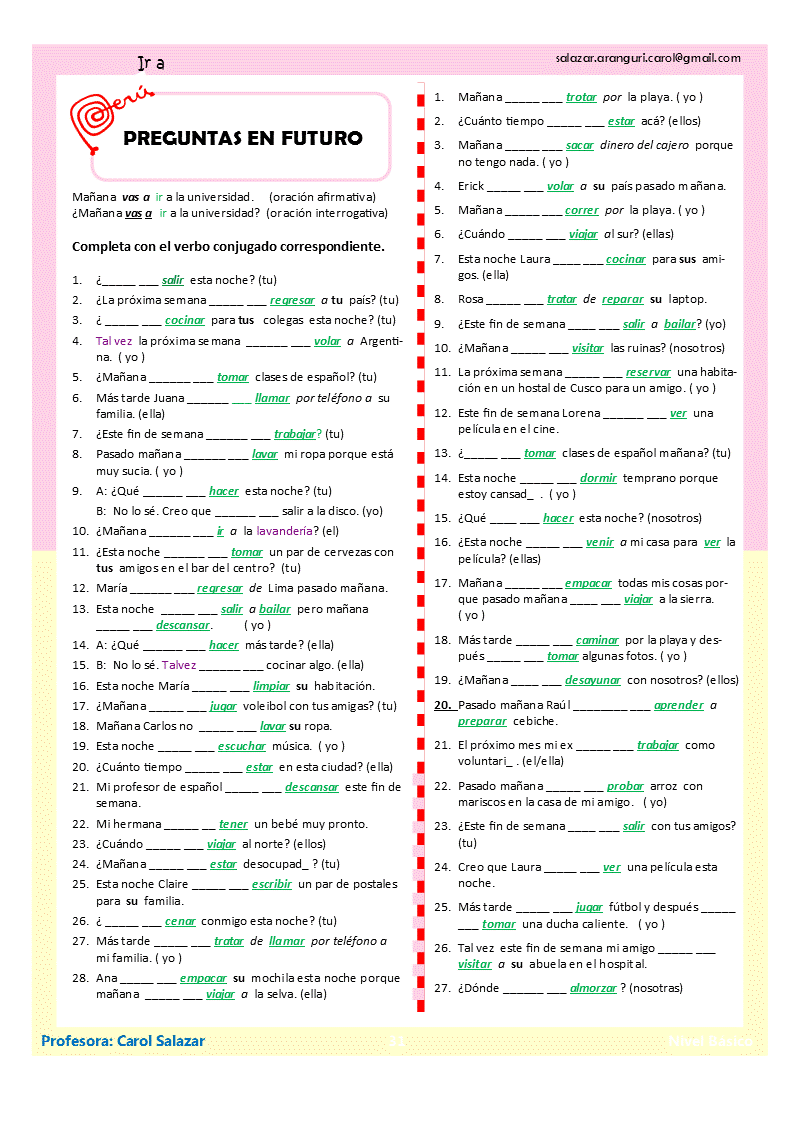 Curso Basico de Español: Verbo Ir a