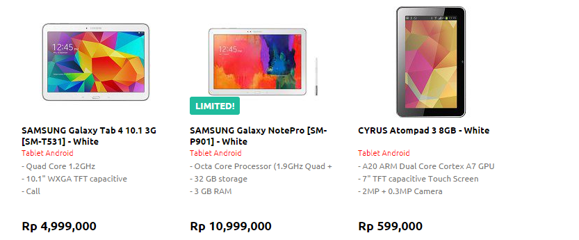 Daftar Harga dan Spesifikasi Tablet Terbaru | ngeBlog.Re