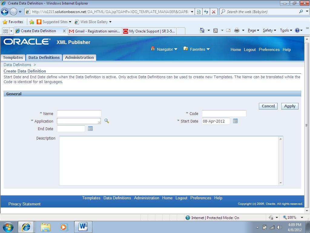 My Oracle World How To Integrate An Xml Report With Oracle