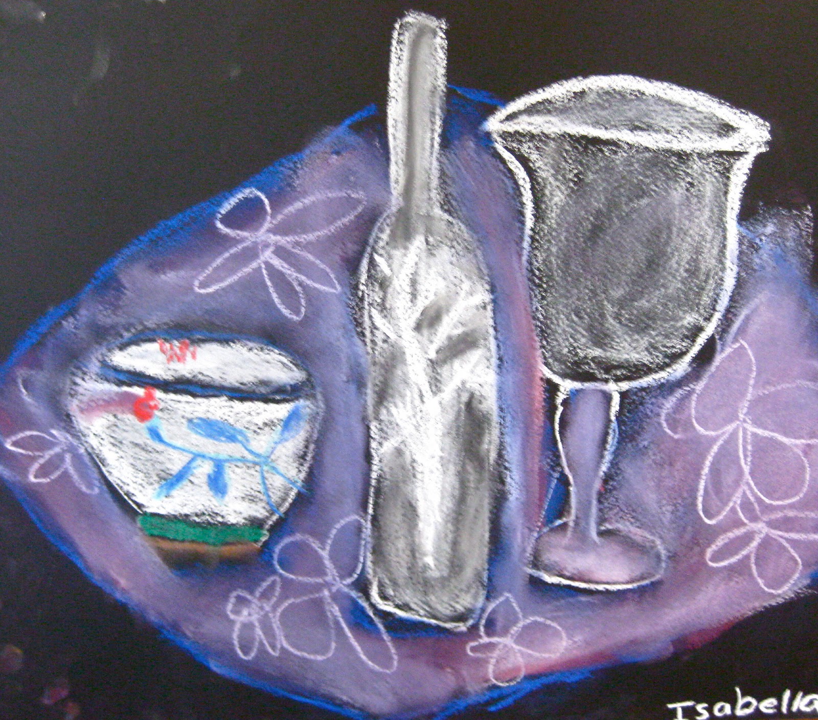 Susan's Art Club: Still Life on Black paper using Pastels