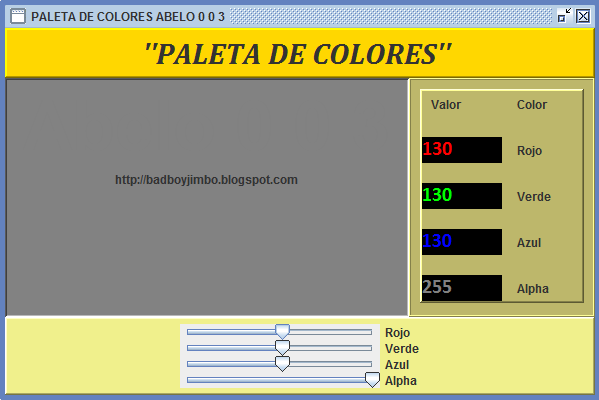 Bad Boy Jimbo: Paleta de Colores RGB Programada en JAVA