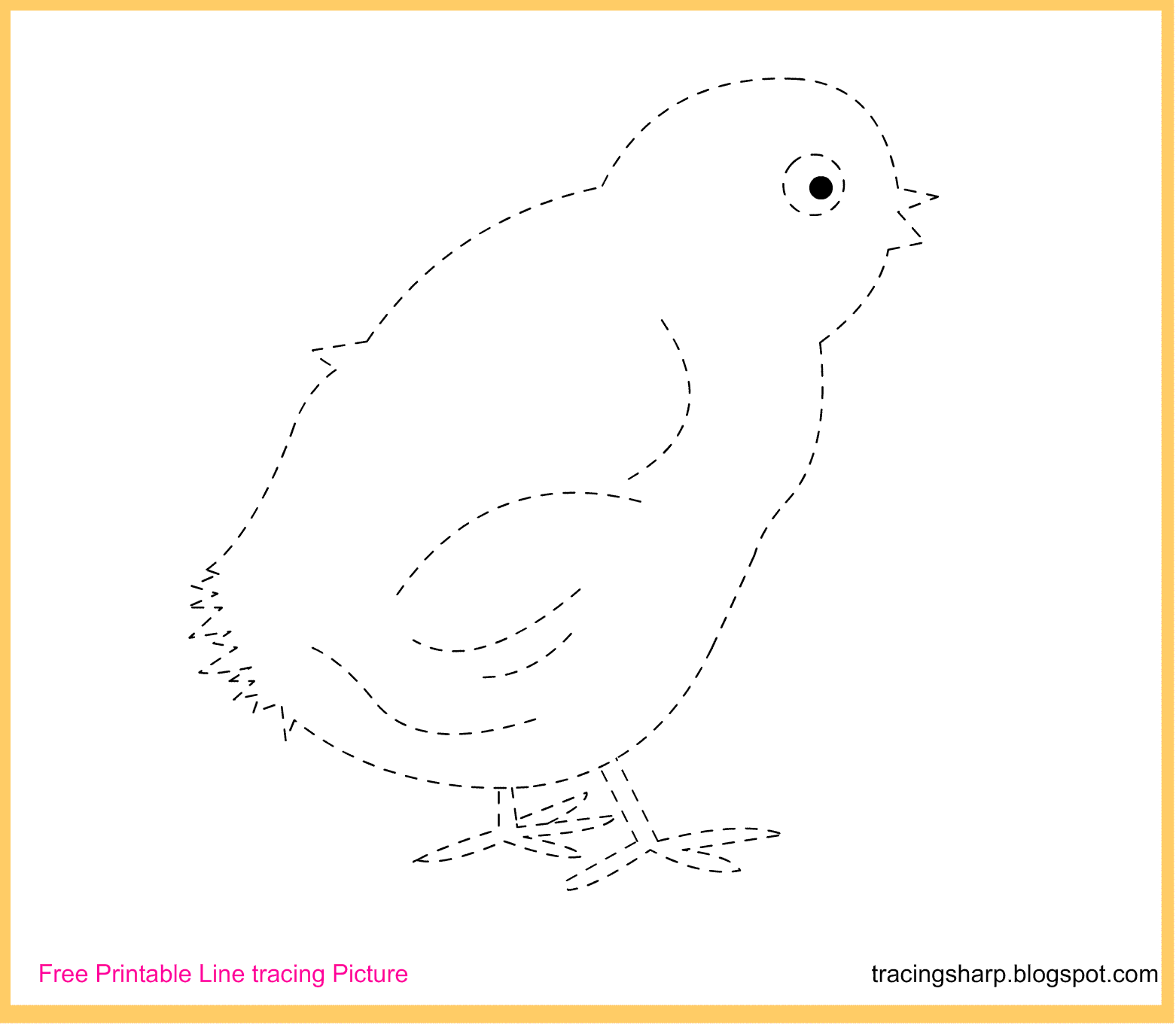 Free Tracing Line Printable: Chick Tracing Picture