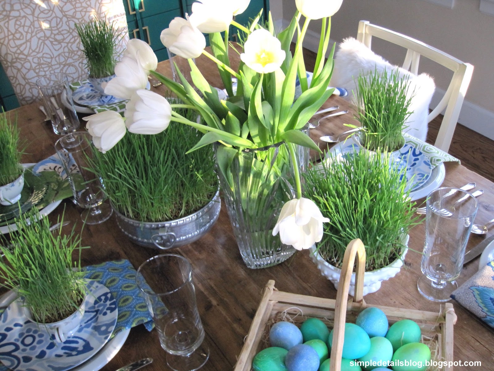 Simple Details: spring table with wheat grass...