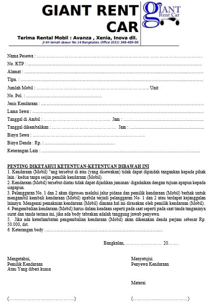 Download Contoh Kwitansi Pembayaran Rental Mobil [Word - Pdf] - Contoh ...
