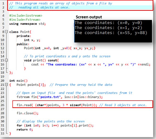 C++ Object Oriented Programming (Binary Files)