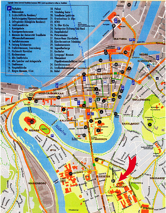 Trondheim to the North Cape Travel Guide: Trondheim Map