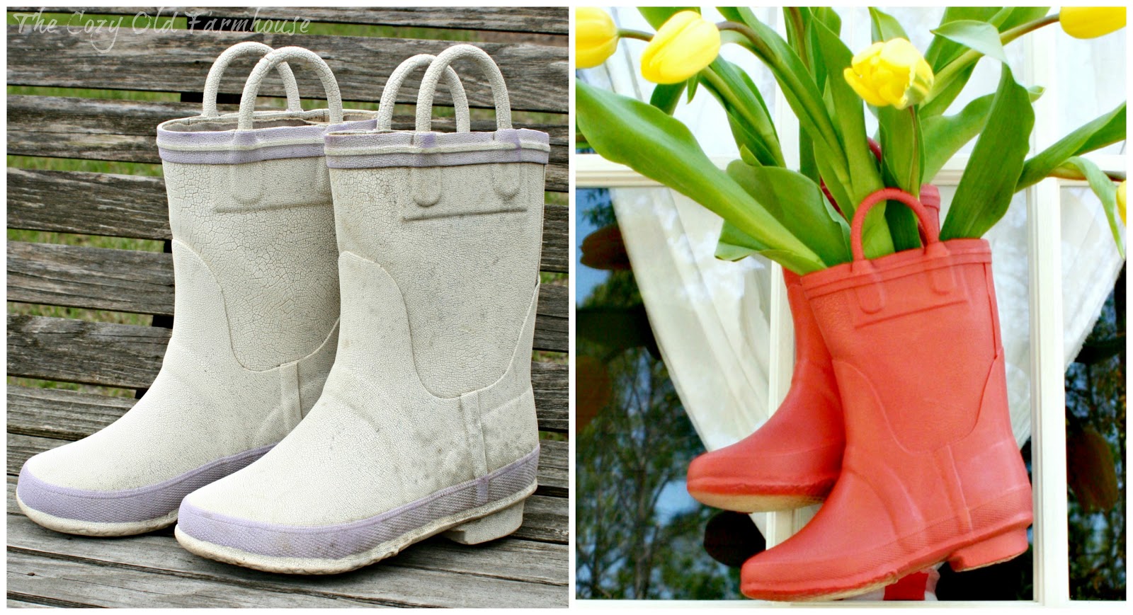 The Cozy Old "Farmhouse": Rain Boots Repurposed