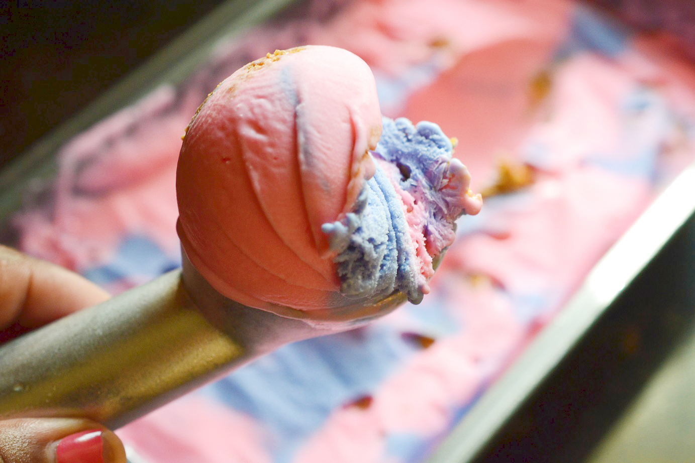 Greedy Girl : Cotton candy ice cream with ginger snap cookie