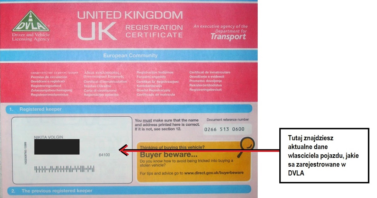 Log Book - czyli V5C, dowód rejestracyjny pojazdu