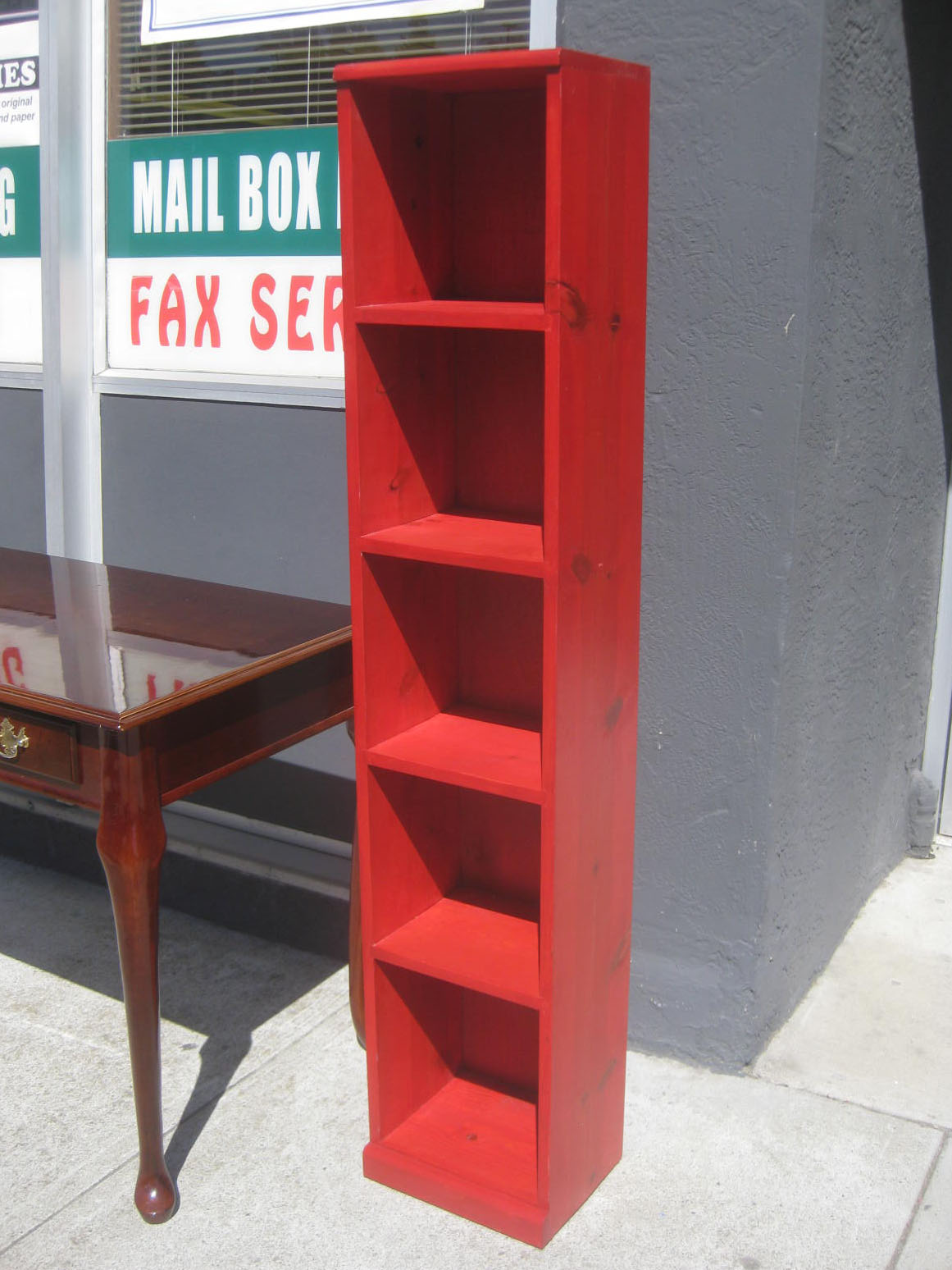 UHURU FURNITURE & COLLECTIBLES: SOLD - Skinny Red Shelf - $55