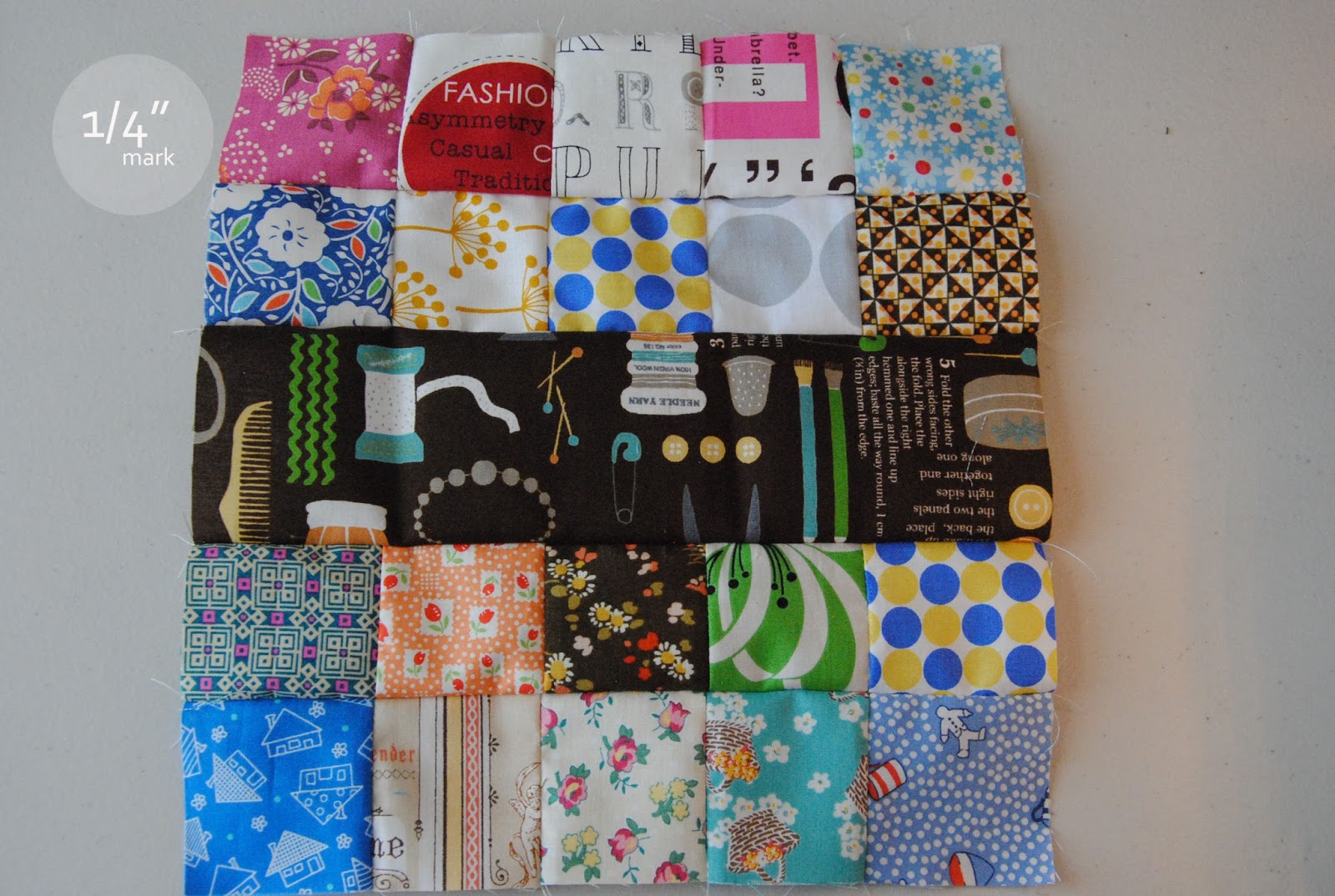 1/4" mark: Tutorial: the triangle pouch