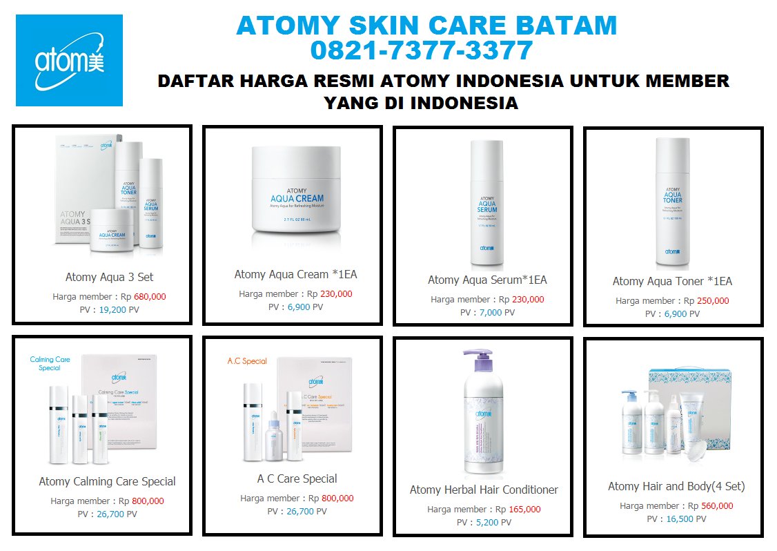 ATOMY SKIN CARE BATAM: AFTAR HARGA PRODUK ATOMY DAN PV KHUSUS DI ...