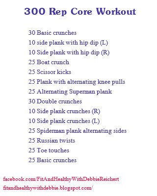 300 Rep Core workout - Fit and Healthy with Debbie