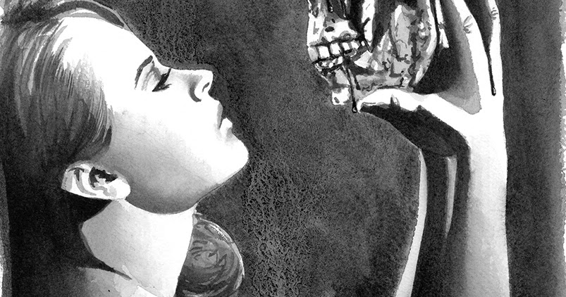 Anthony Billings Art: Bleeding Skull - watercolor