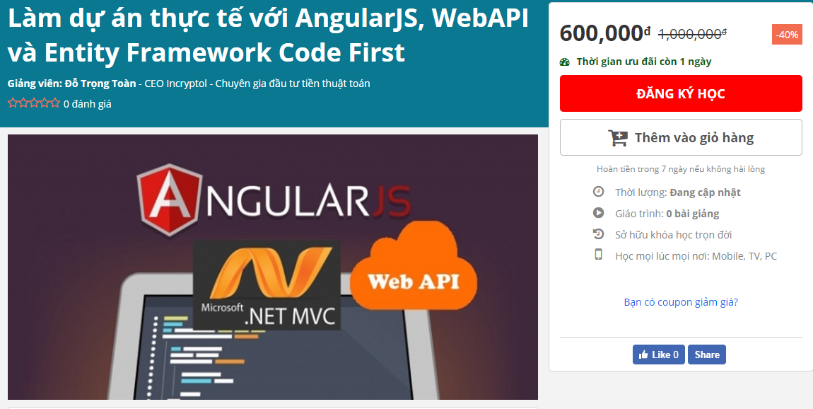 Chia Sẻ Khóa Học Làm Dự Án Thực Tế Với Angularjs, Webapi Và Entity Framework Code First [Khóa ...