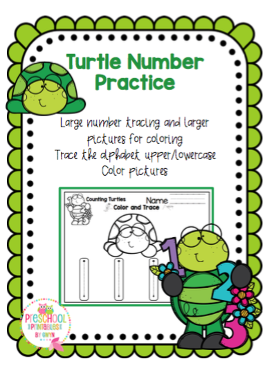Turtle Number Practice for Toddlers ~ Preschool Printables