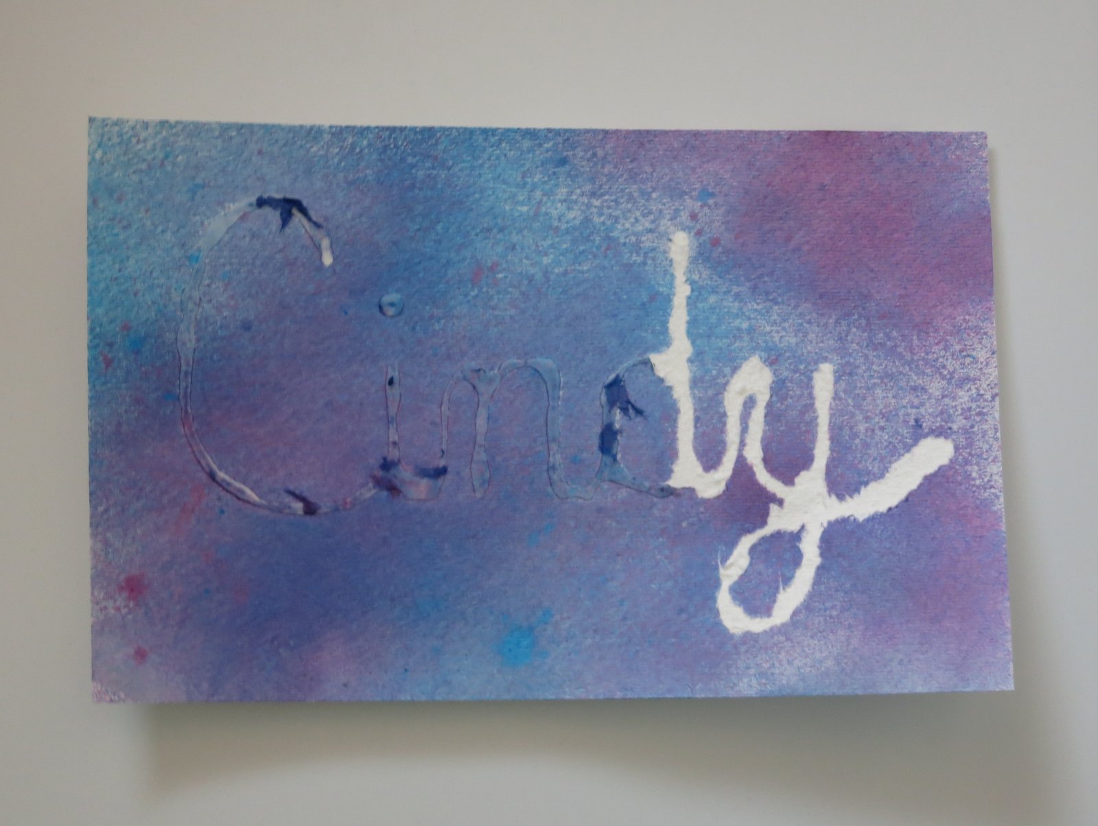 Cindy deRosier: My Creative Life: Glue-Resist Cursive Name Art