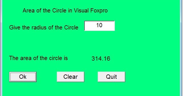 Free Programming Source Codes and Computer Programming Tutorials: Area of the Circle in Visual ...