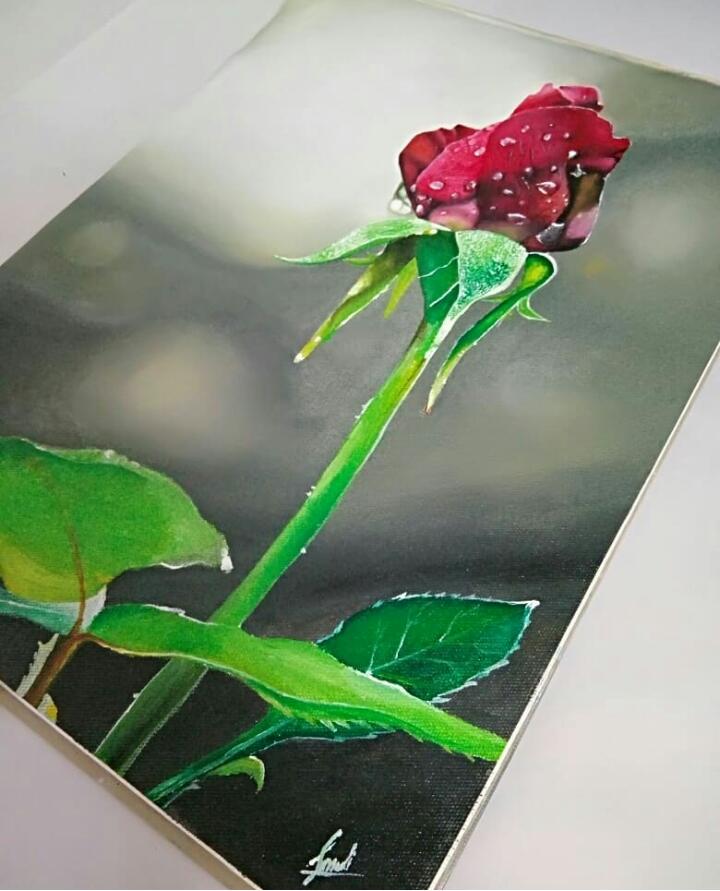 Acrylic Painting: Red Rose (Original) | Shopby.in