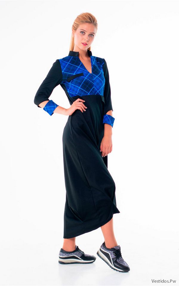 Vestido Azul con Negro ¡43 Bonitos Diseños! | Vestidos | Moda 2019 - 2020