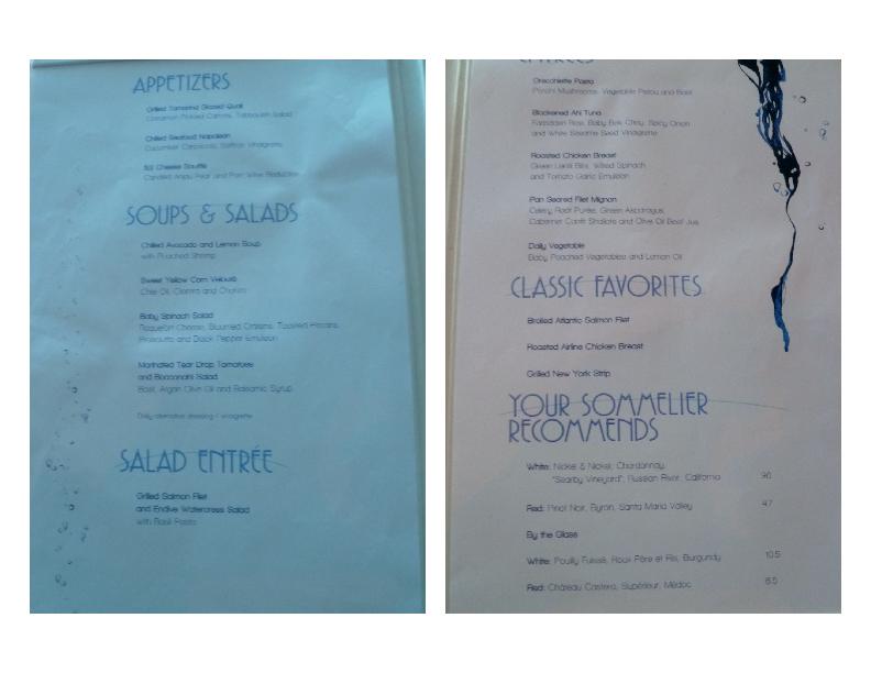 Transatlantic on Solstice from a Celebrity Newcomer: Blu menus